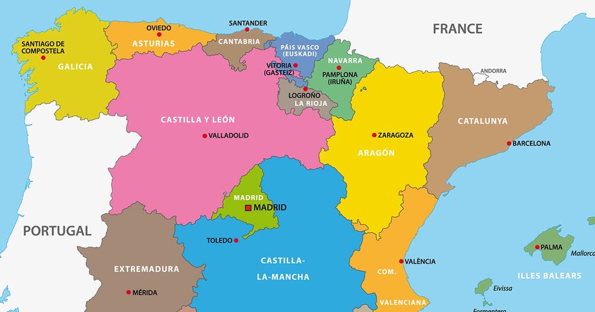 Autonomous communities of Spain by their neighbors Quiz - By PNorte