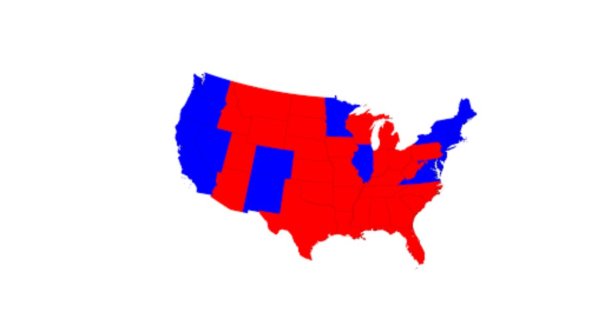 Colored Red States Blitz Map Quiz