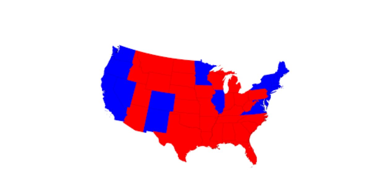 Colored Red States Blitz III Map Quiz