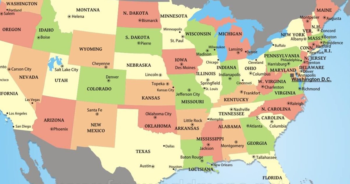 US States by Clue (map click) Quiz - By DrCbus