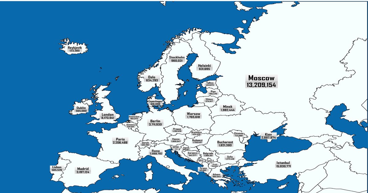 Countries from Random Cities (Europe) Map Quiz - By Tursesian_Leo