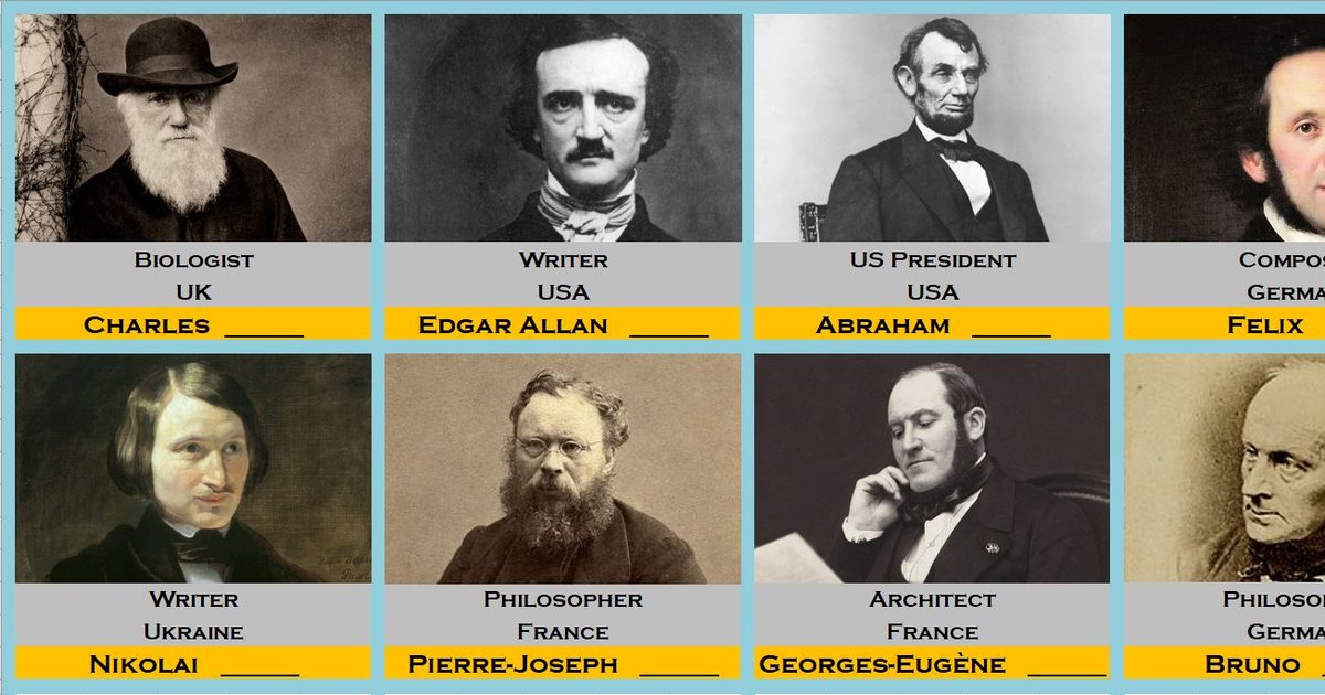 Memorable People Born in 1809 Quiz - By mucciniale