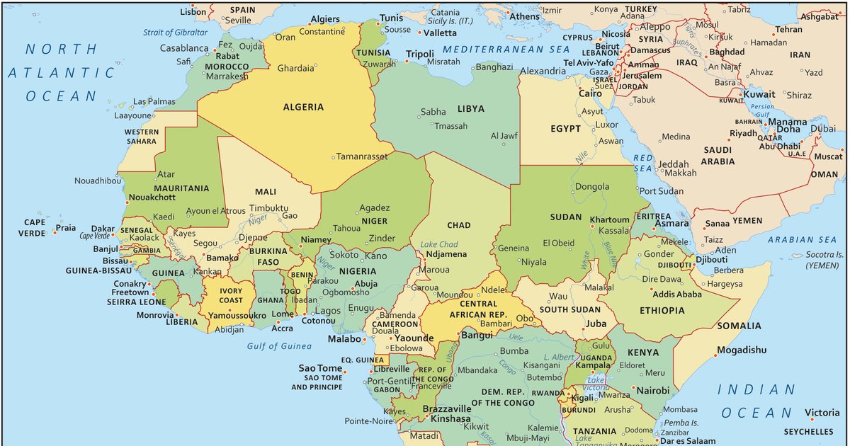 In-between: African Countries by Location Quiz - By EddievB