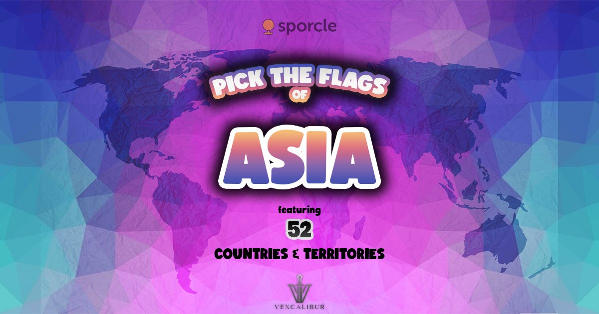 Pick the Flag: 52 Countries & Territories in Asia Quiz - By Vexcalibur