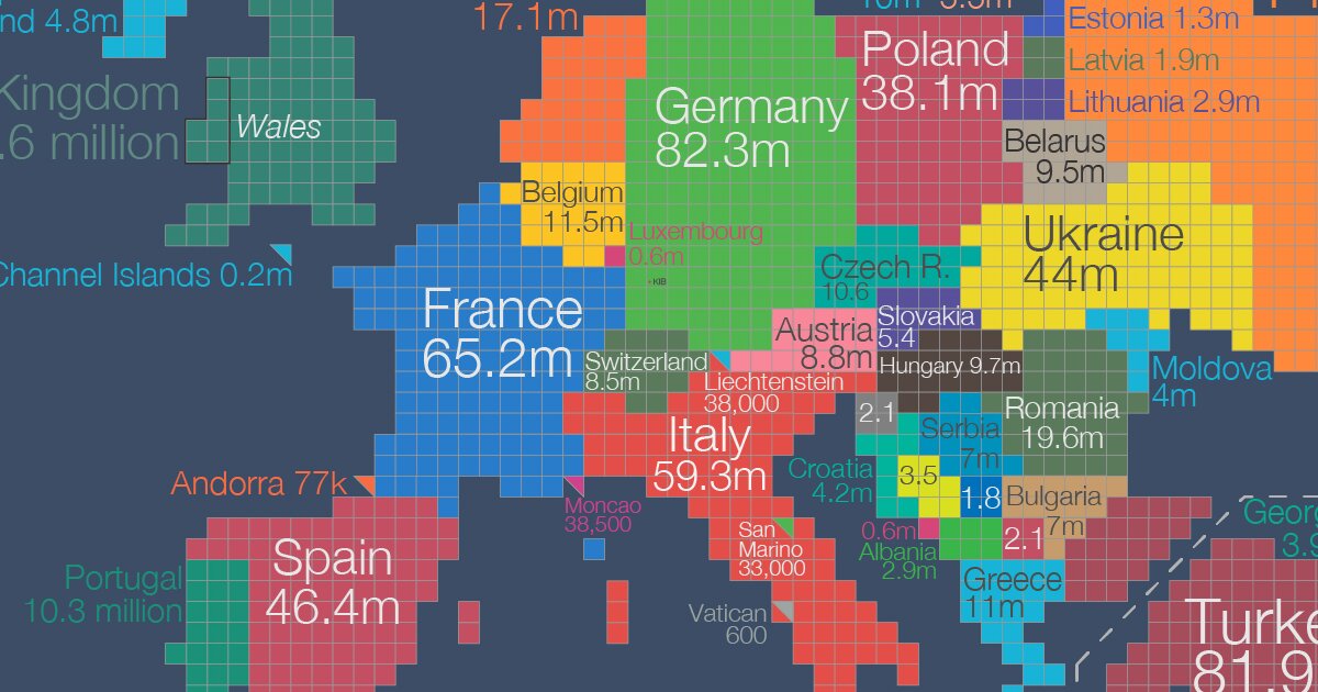 Map snippet - Size based on population V Map Quiz - By FvK