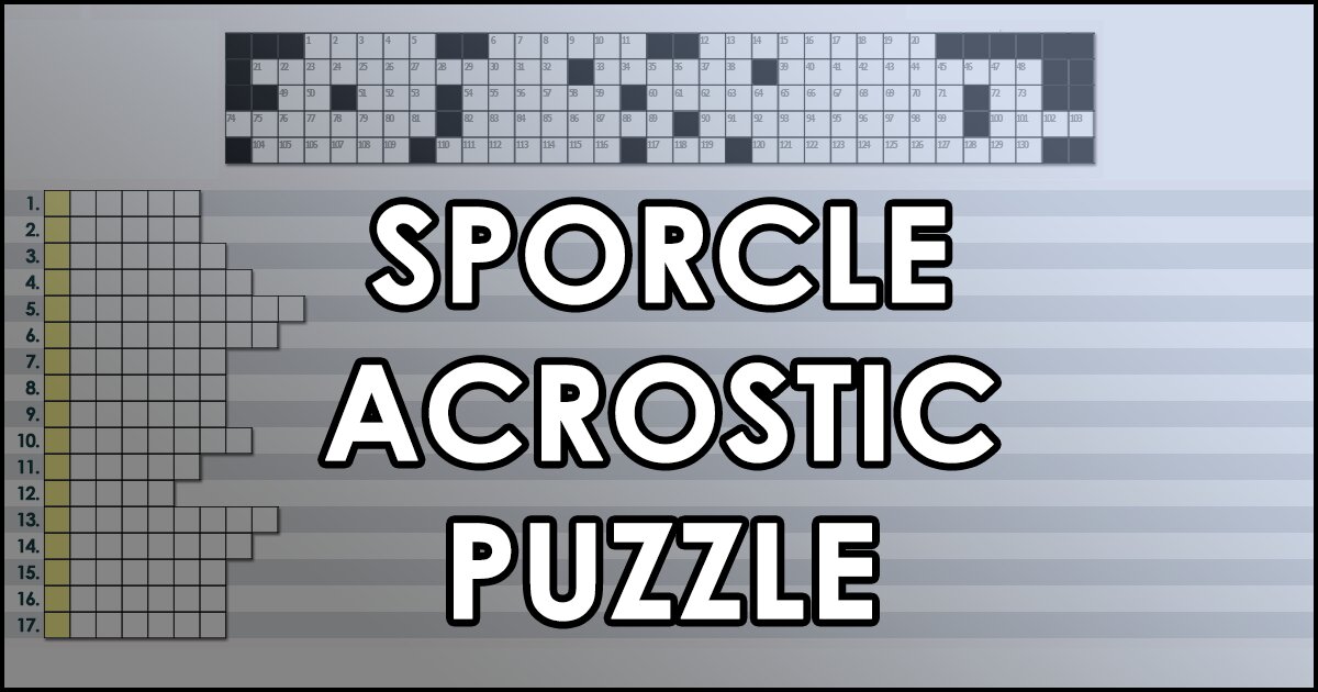 Sporcle Acrostic Puzzle XLIX Quiz - By bhenderson79