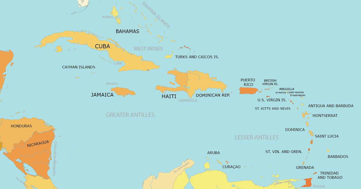 Can you name Caribbean Capitals(Countries/Territory)? Map Quiz - By ...
