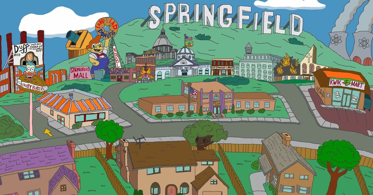 Simpsons Word Search - Springfield Locations Quiz - By Pandorica