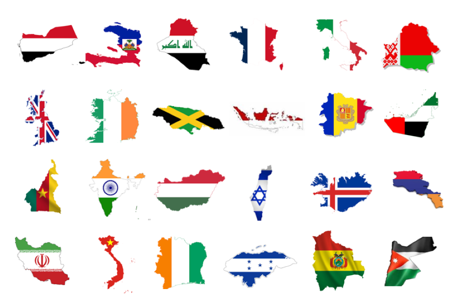 'H', 'I' and 'J' Countries Flag Map Minefield Quiz - By cgjackson222