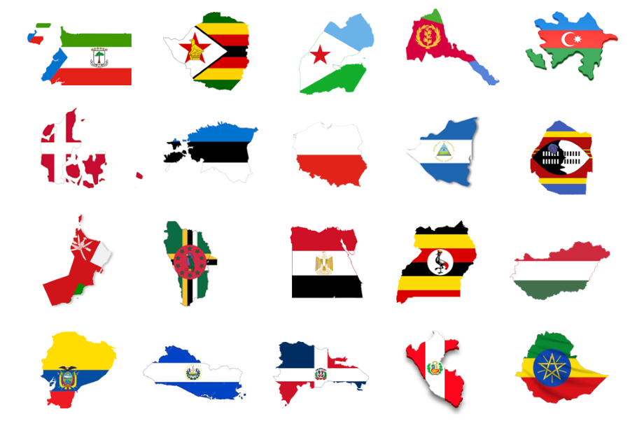 'D' and 'E' Countries Flag Map Minefield Quiz - By cgjackson222