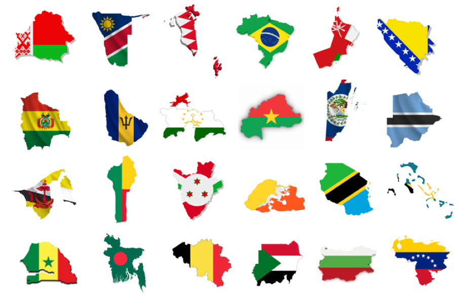 'B' Countries Flag Maps Minefield Quiz - By cgjackson222