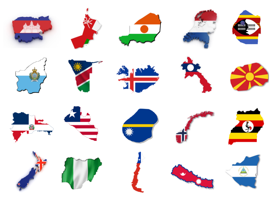 'N' and 'O' Countries Flag Map Minefield Quiz - By cgjackson222