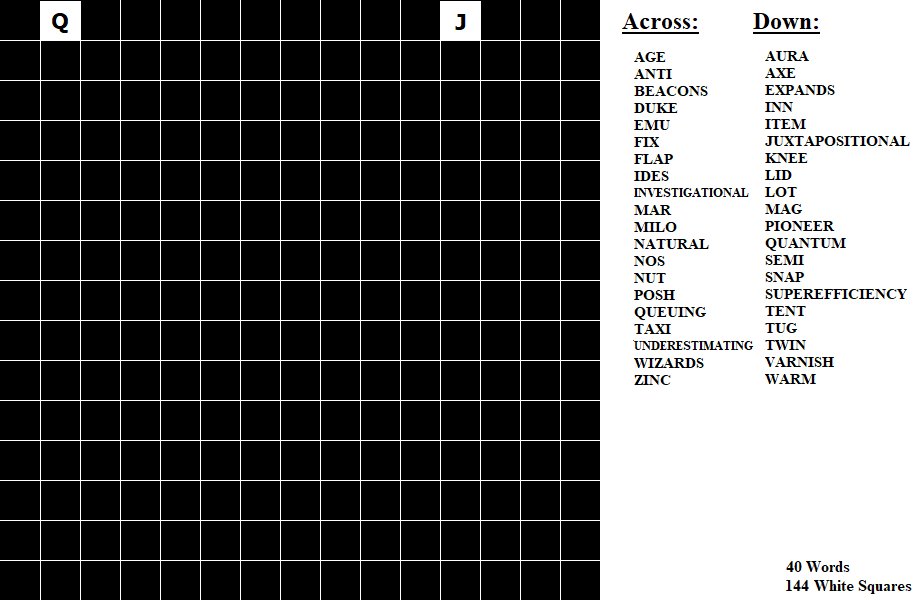 Crossword Whiteout! VII Quiz