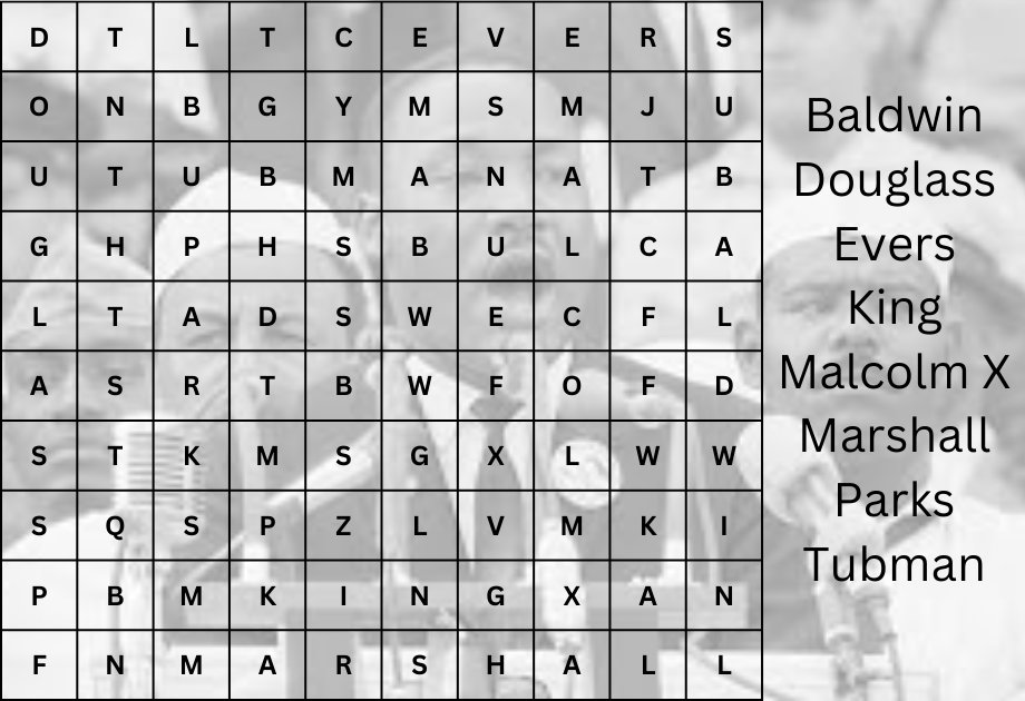 Word Search: Black Civil Rights Activists Quiz