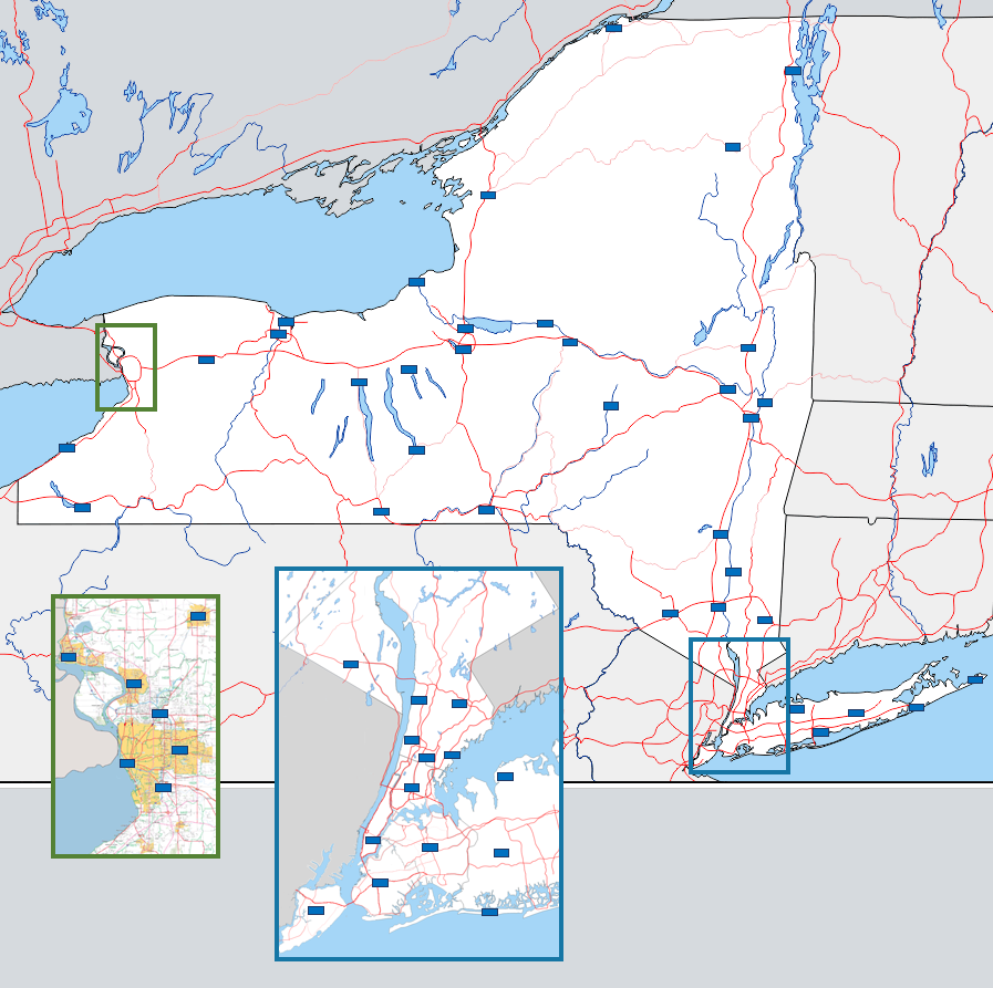 New York State challenge: Place 55 cities on a map Quiz - By ...