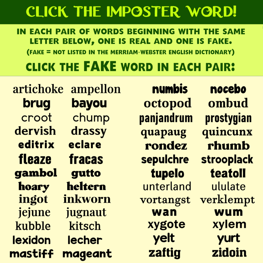 Click the Imposter Word Quiz - By MisterYogurt