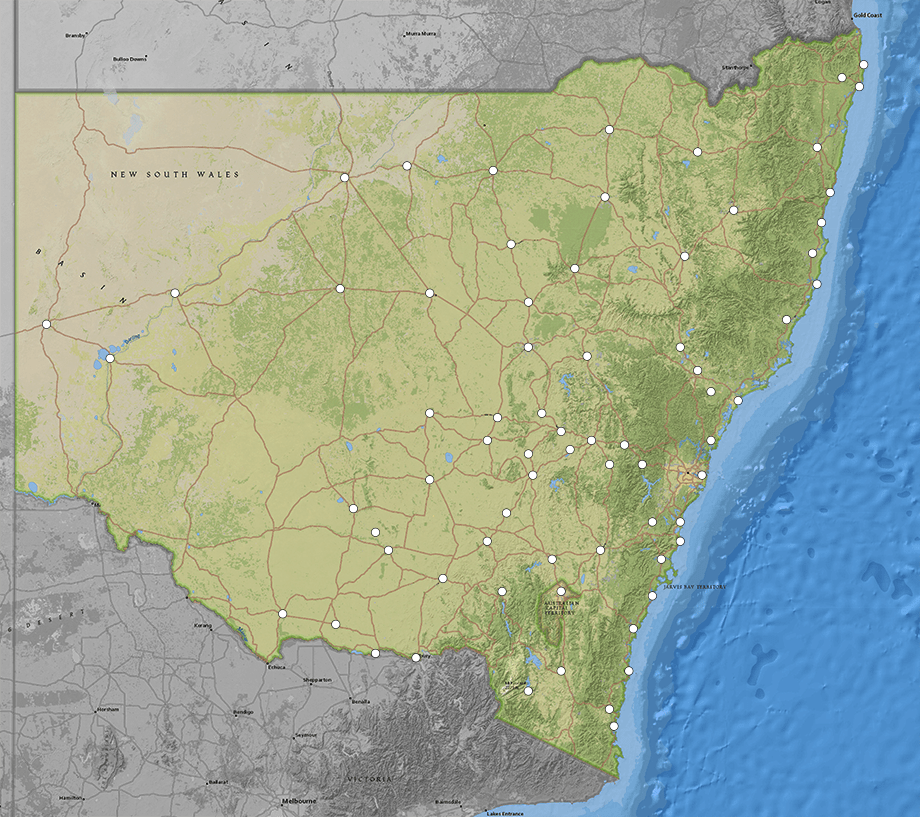 NSW Cities and Towns (Map) Quiz - By Blakey4
