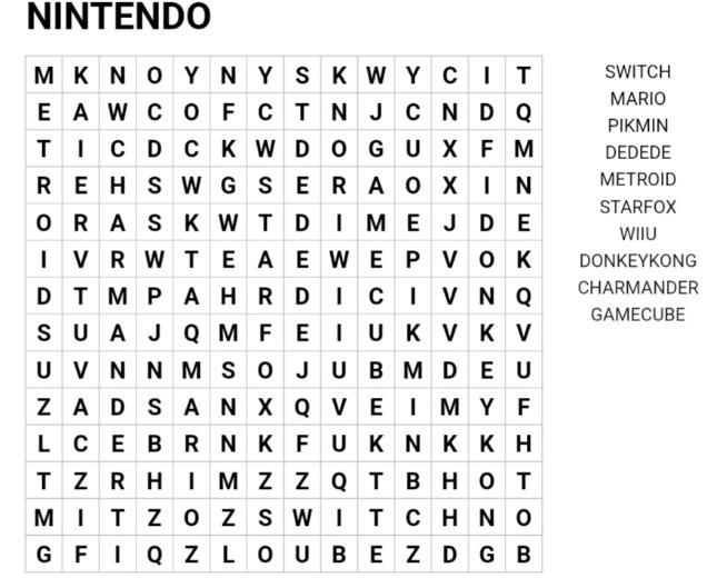 Wordsearch: Nintendo Quiz - By jackfrog10