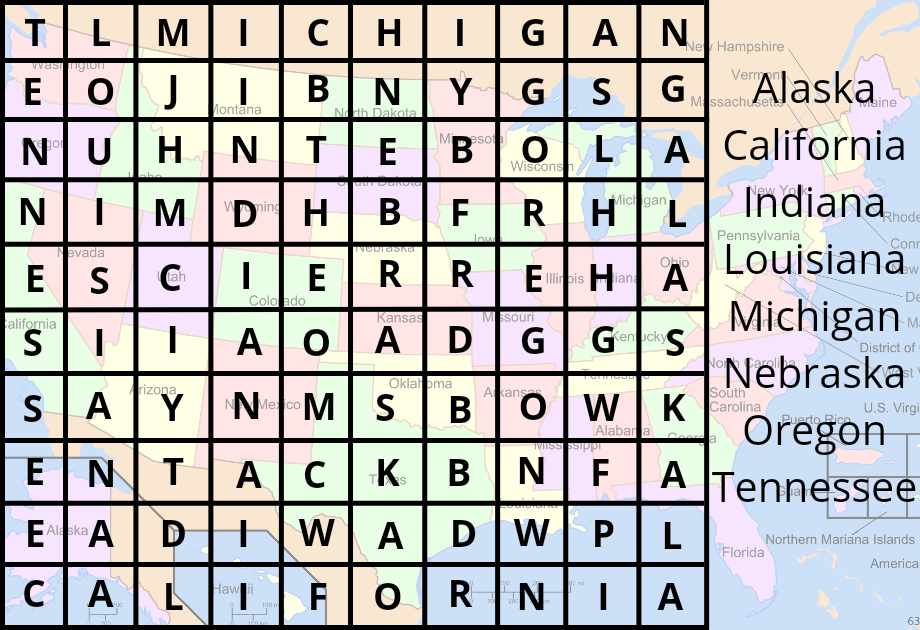Word Search: US States Quiz - By AstronoMae