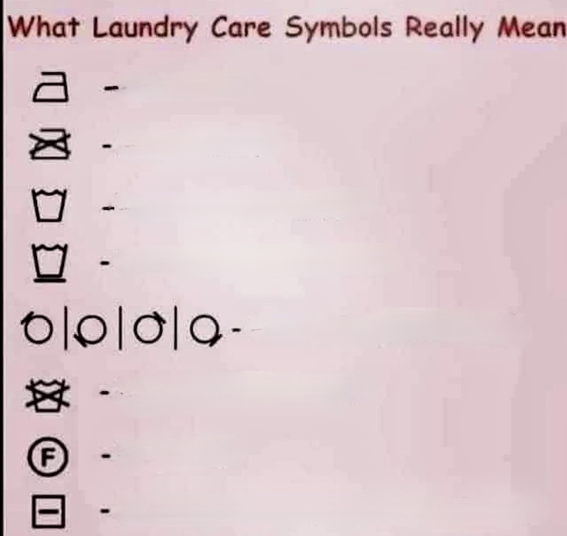 What Laundry Symbols really mean. Quiz - By CGMFan1