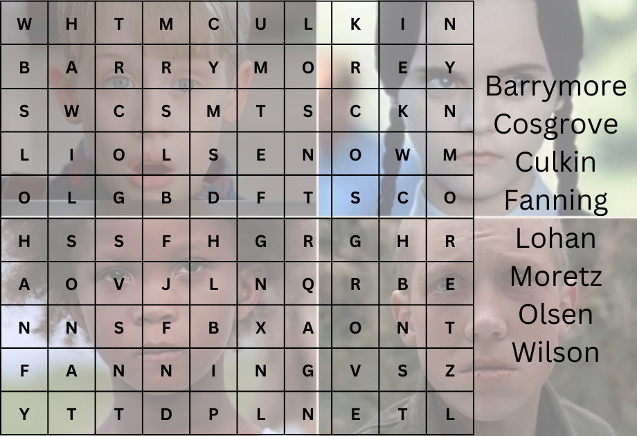 Word Search: Famous Child Actors/Actresses Quiz - By AstronoMae