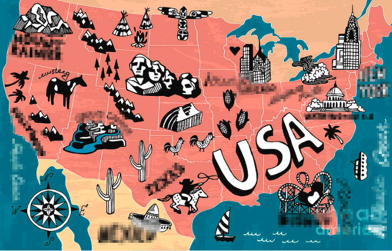 Pictorial Map of USA Quiz - By treessimontrees