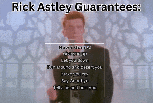 Find the Scrambled Rick Astley Guarantees Quiz - By johncenafan612