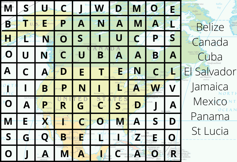 Word Search: Countries of North America Quiz - By AstronoMae