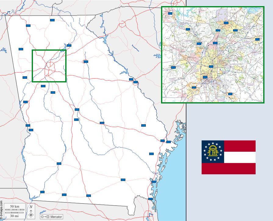 Georgia State challenge: Place 40 cities on a map Quiz - By 40AngryMexicans