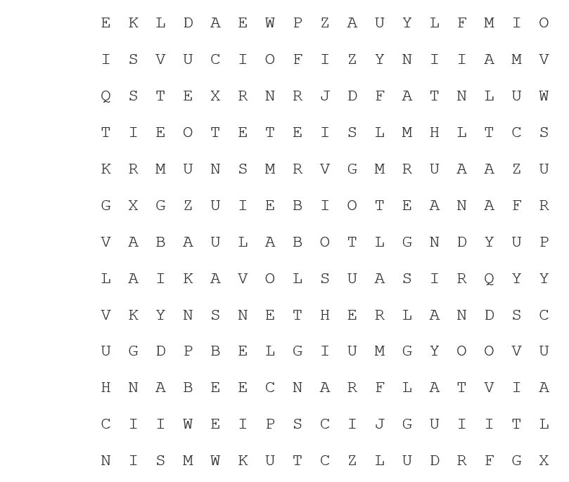 Word Search: Euro Countries Quiz - By elzasezra