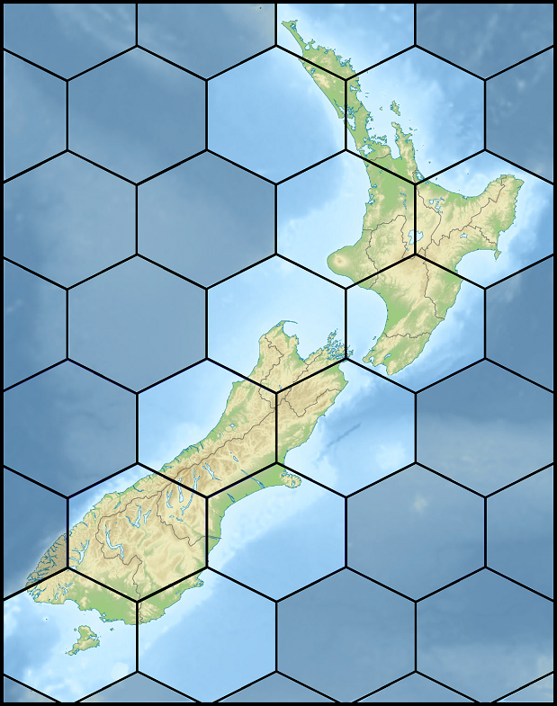 Fill the Hex Map of New Zealand Quiz - By Acntx