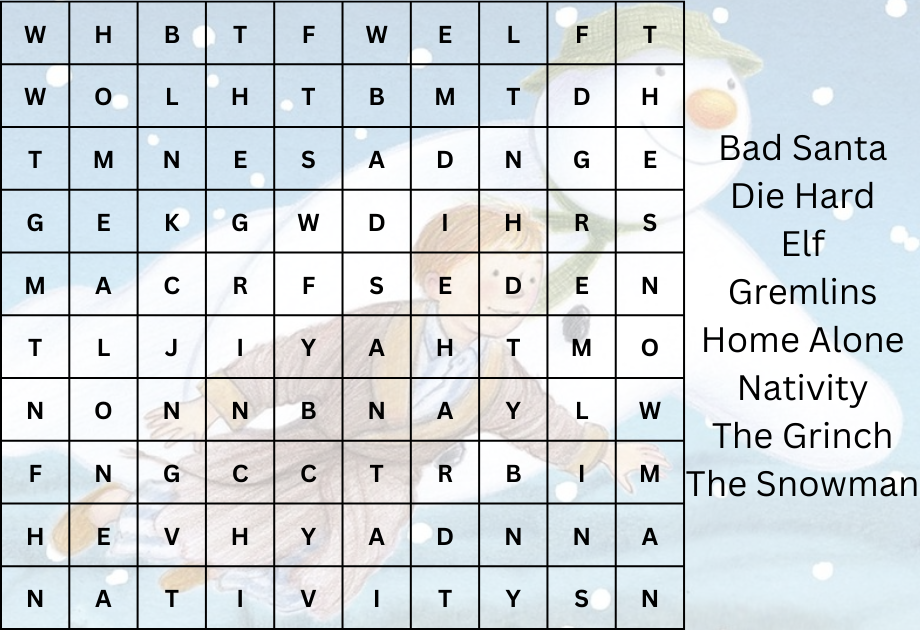 Word Search: Christmas Movies Quiz - By AstronoMae