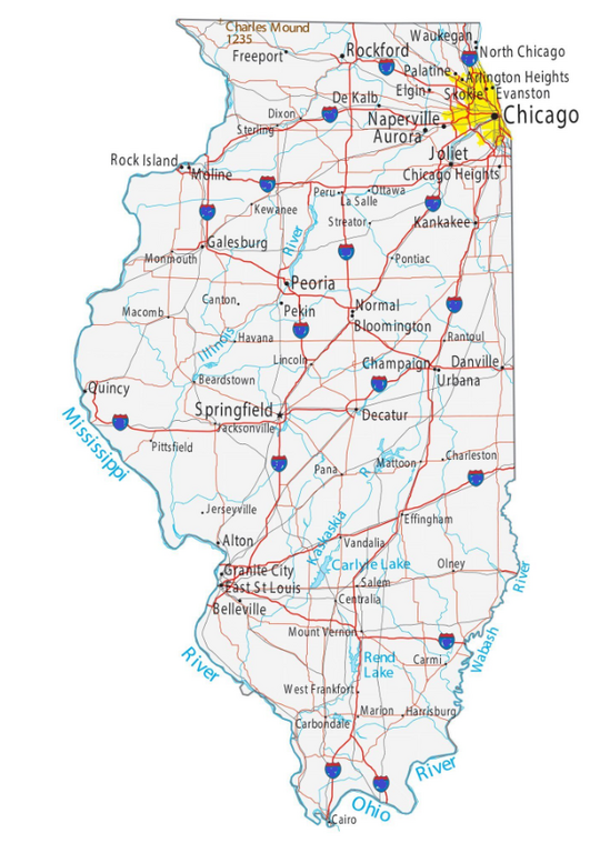 interstates map of illinois