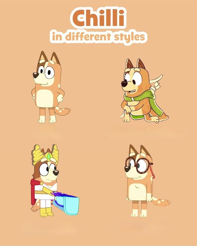 Chilli (Bluey) in Different Styles Quiz - By CGMFan1