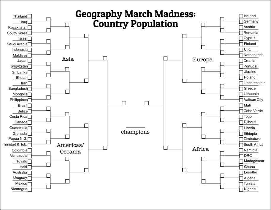 Geography March Madness: Country Population Quiz - By hdh