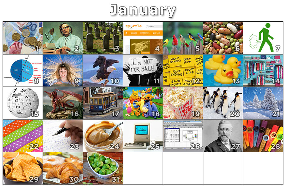 Celebrating Each Day: January Quiz - By kfastic