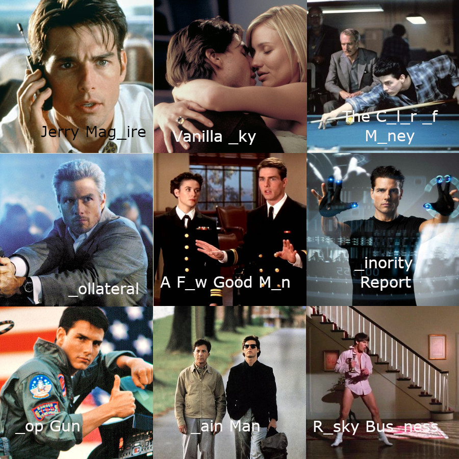 Spell Tom Cruise Minefield Quiz - By zonkeda