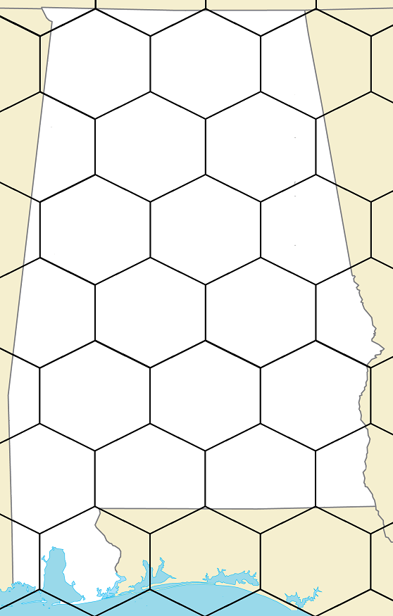 Fill the Hex Map of Alabama Quiz - By Acntx