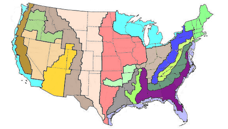 1900 U.S. Census Topographic Divisions Map Quiz - By Acntx