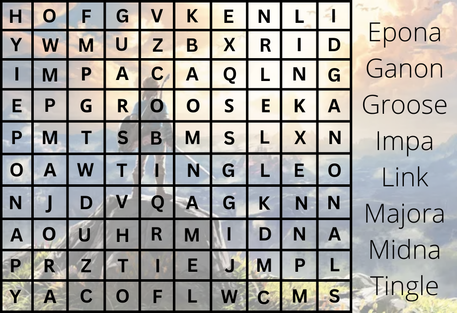 Word Search: Legend of Zelda Characters Quiz - By AstronoMae