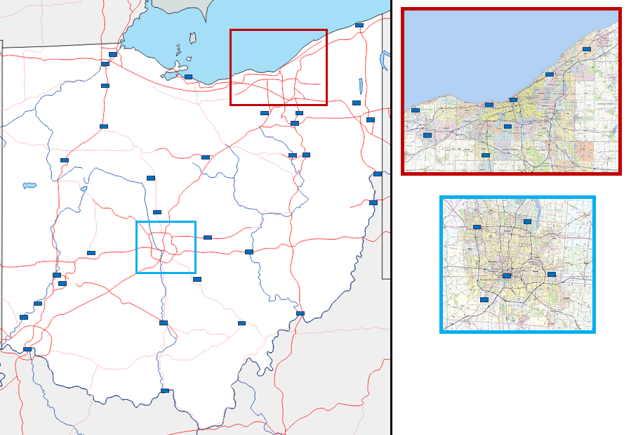 Ohio challenge: Place 45 cities on a map Quiz - By 40AngryMexicans
