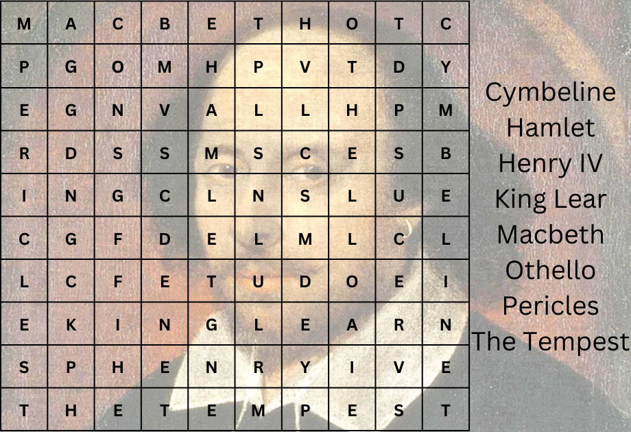 Word Search: Shakespeare Plays Quiz - By AstronoMae