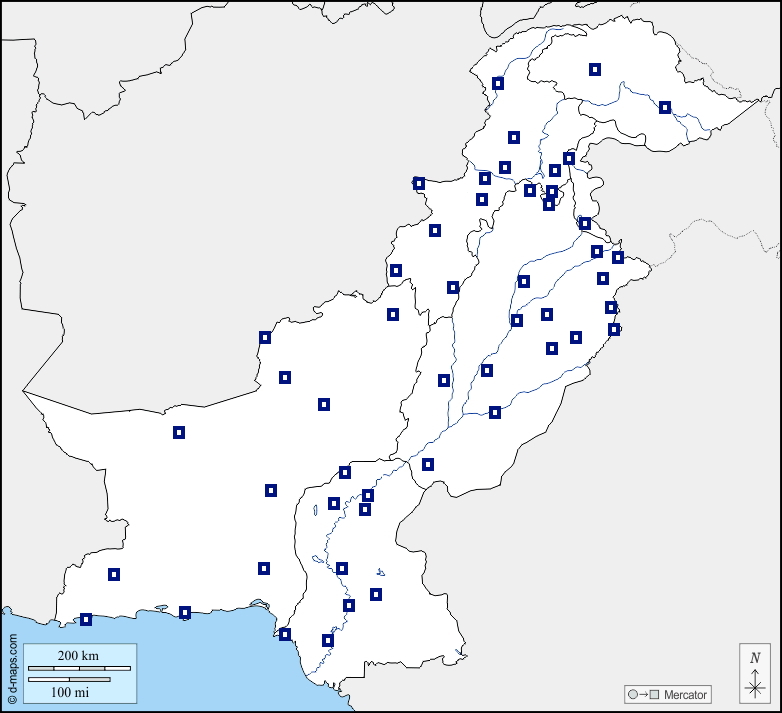 Place 50 Pakistani Cities on a Map Quiz - By victordedalus
