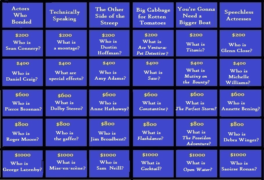 The Answer is a Question: Movies Quiz - By jimbaz