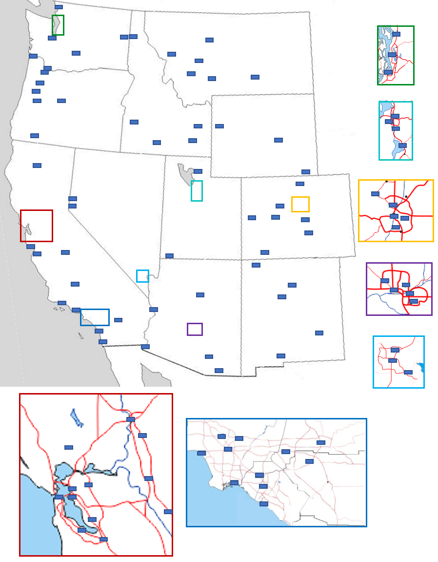 Western USA Challenge : Place 100 cities on a map Quiz - By 40AngryMexicans