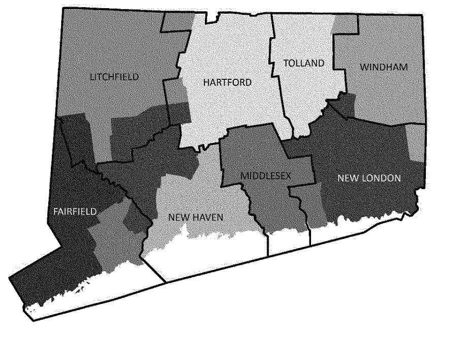 Connecticut Counties to Planning Regions Map Quiz - By Acntx