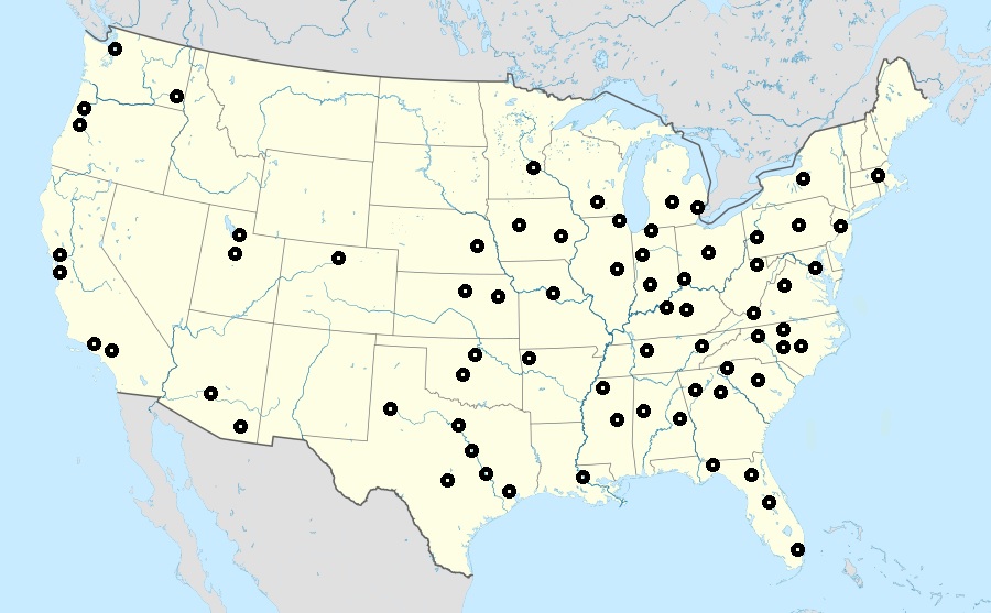 Power 5 Teams on a Map Quiz - By DrCbus