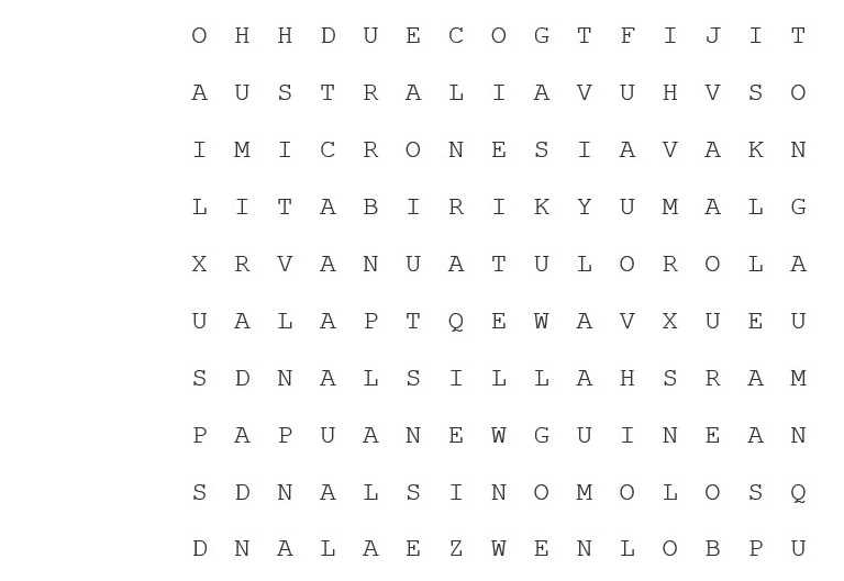 Word Search: Countries of Oceania Quiz - By elzasezra