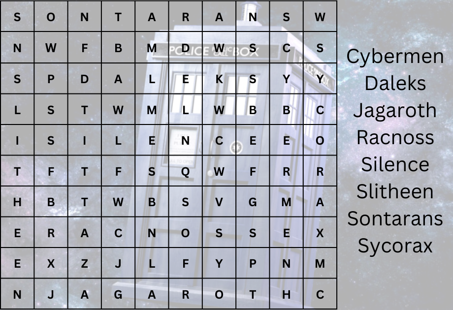 Word Search: Doctor Who Aliens Quiz - By AstronoMae