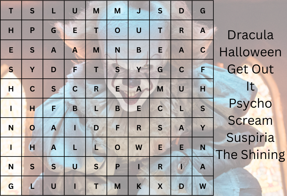 Word Search: Horror Movies Quiz - By AstronoMae